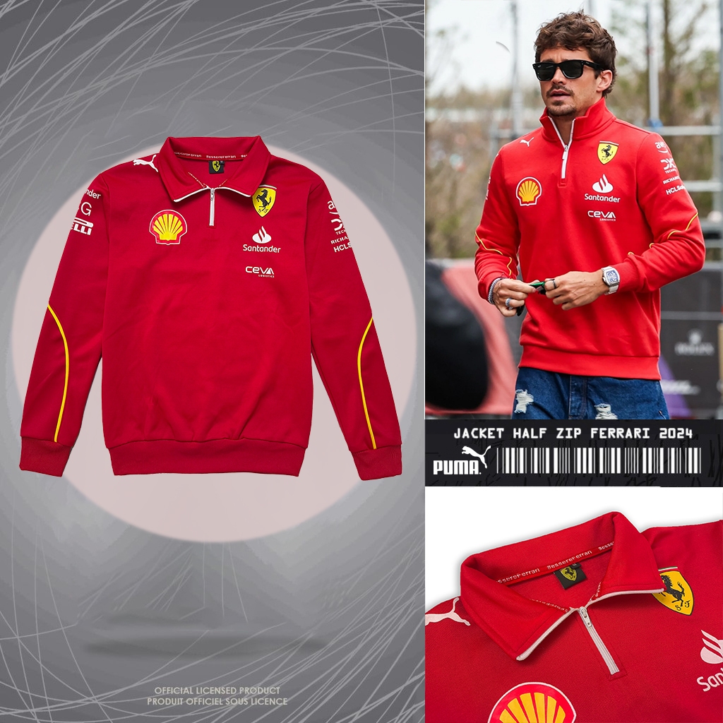Jual JACKET FERRARI RED 2024| jaket half zip ferrari | JAKET PRIA KEREN ...