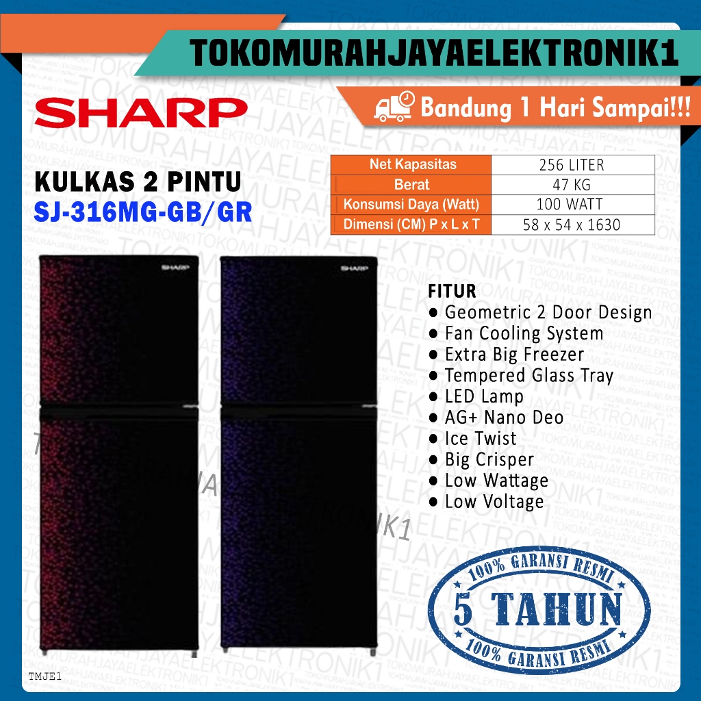 Jual Kulkas Sharp 2 Pintu 256L SJ 316MG Shine Magneglas Series Garansi ...