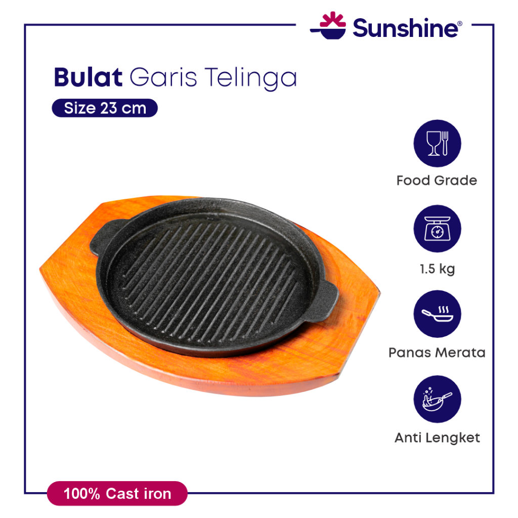 Jual Cast Iron Hot Garis Telinga / Pepperrice / Hotplate Grill (23 cm ...