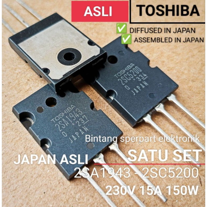 Jual TOSHIBA 2SA1943 2SC5200 ASLI JAPAN (SATU SET) TRANSISTOR 2SA1943 TRANSISTOR 2SC5200 TOSHIBA ...