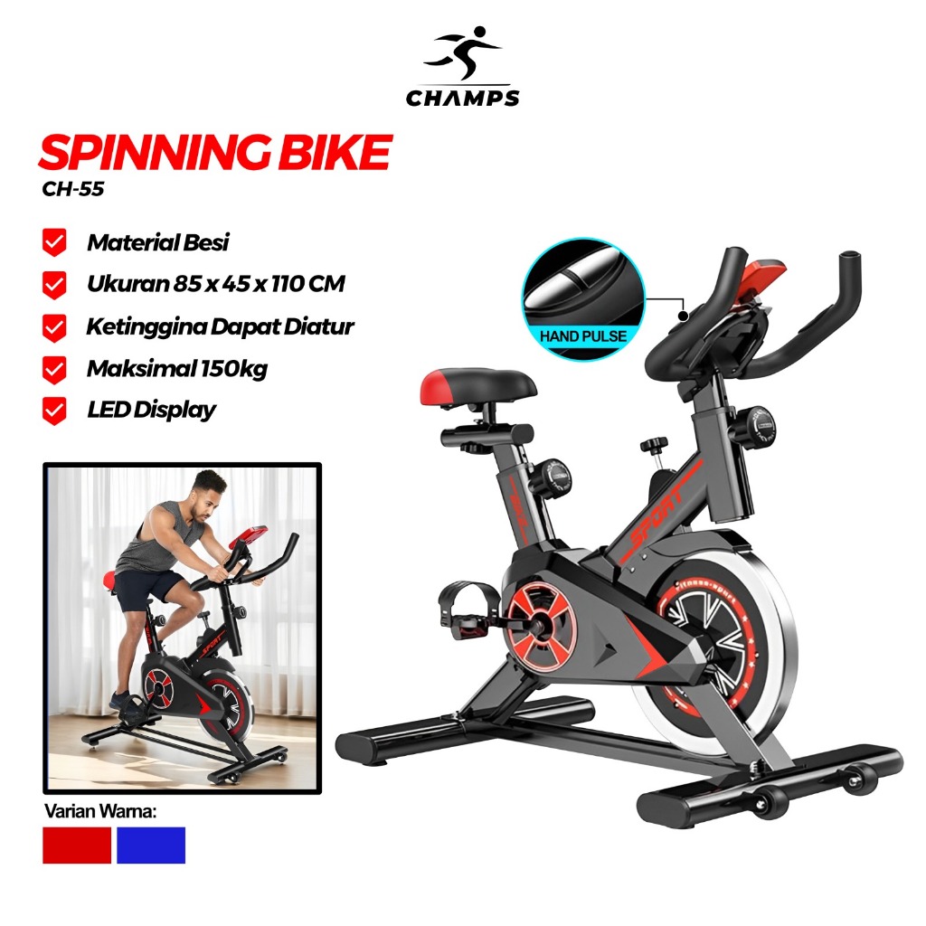 Jual CHAMPS Spinning Bike Sepeda Statis Olahraga Exercise Bike ...