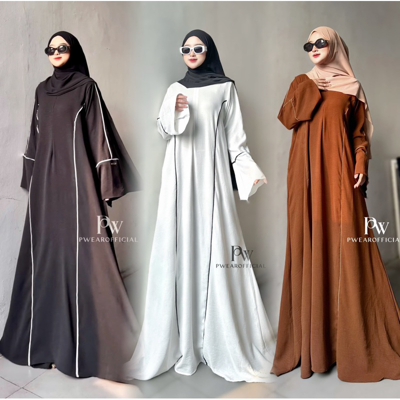 Jual Gamis Wanita Abaya list Mecca Dress Wanita Muslim Premium Abaya Umroh List ban Hitam Gamis ...