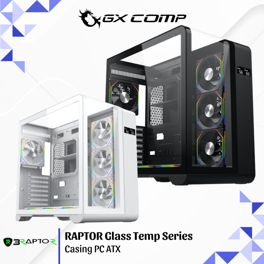 Jual Raptor Glass Temp Series Black / White Free 3 Fan RGB - Casing PC ...