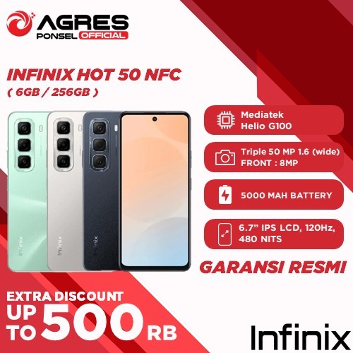 Jual INFINIX HOT 50 NFC 6/256GB GARANSI RESMI INFINIX INDONESIA | Shopee Indonesia