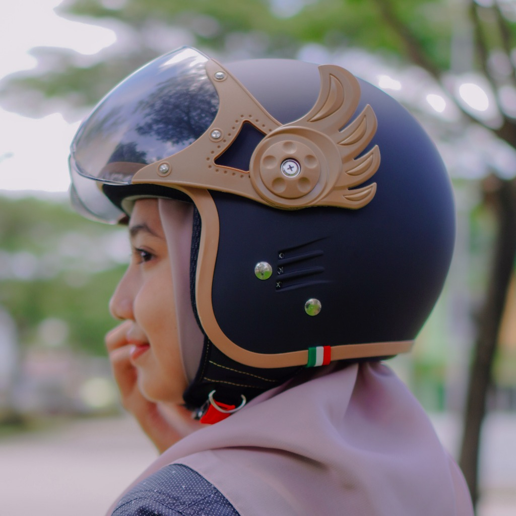 Jual Helm Rsix Gundala Helem Hijab Cepol Bogo Retro Cewek Kekinian Half ...
