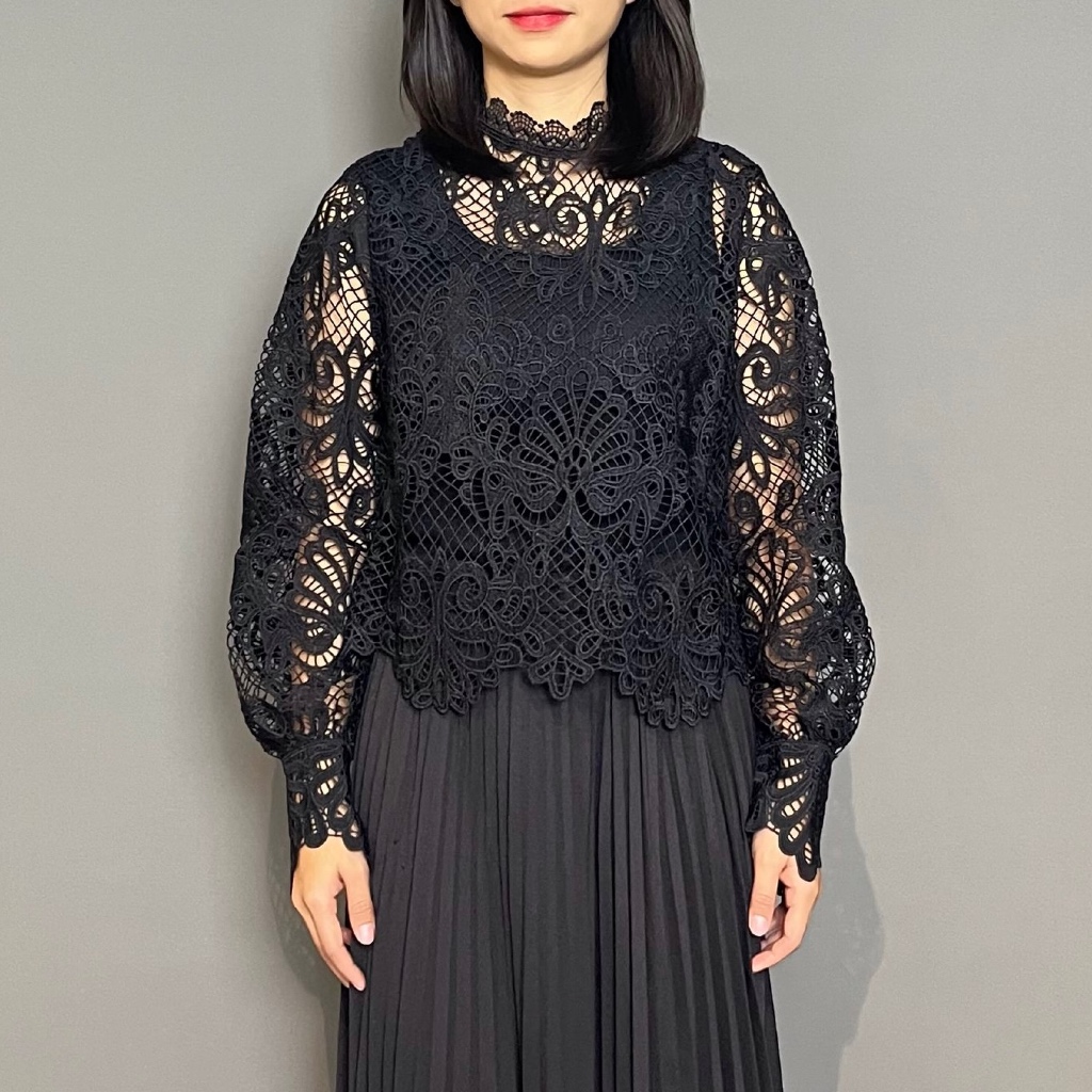 Jual Magnolia Collection Atasan Wanita Blouse Brokat Hitam | Shopee ...