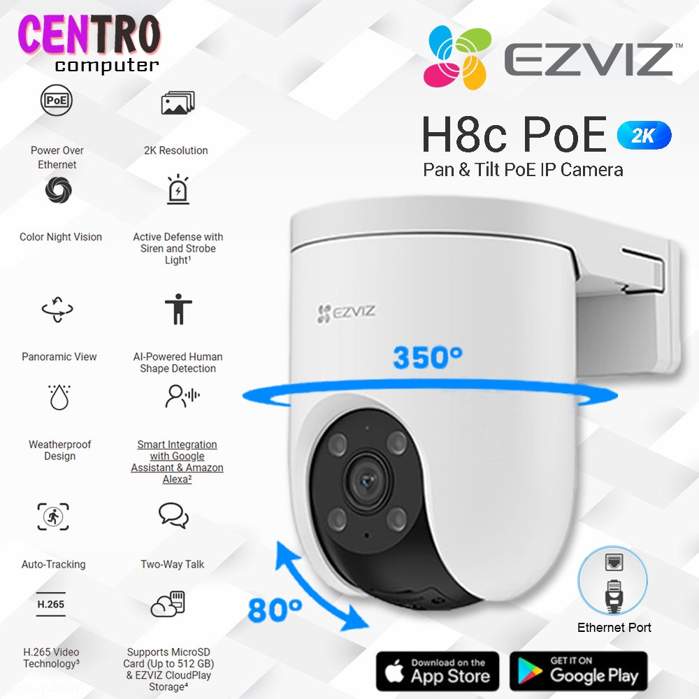 Jual Ezviz H8c POE 2K Smart Home Camera Pan & Tilt PoE IP Camera CCTV ...