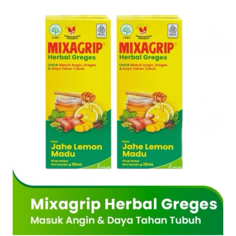 Jual Mixagrip Herbal Greges Jahe Lemon Madu ( 1 Box = 6 Sachet ...