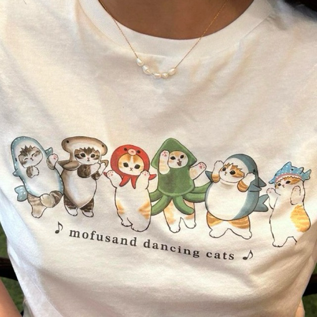 Jual mofusand dancing cats baby tee coquette cat cute soft aesthetic ...
