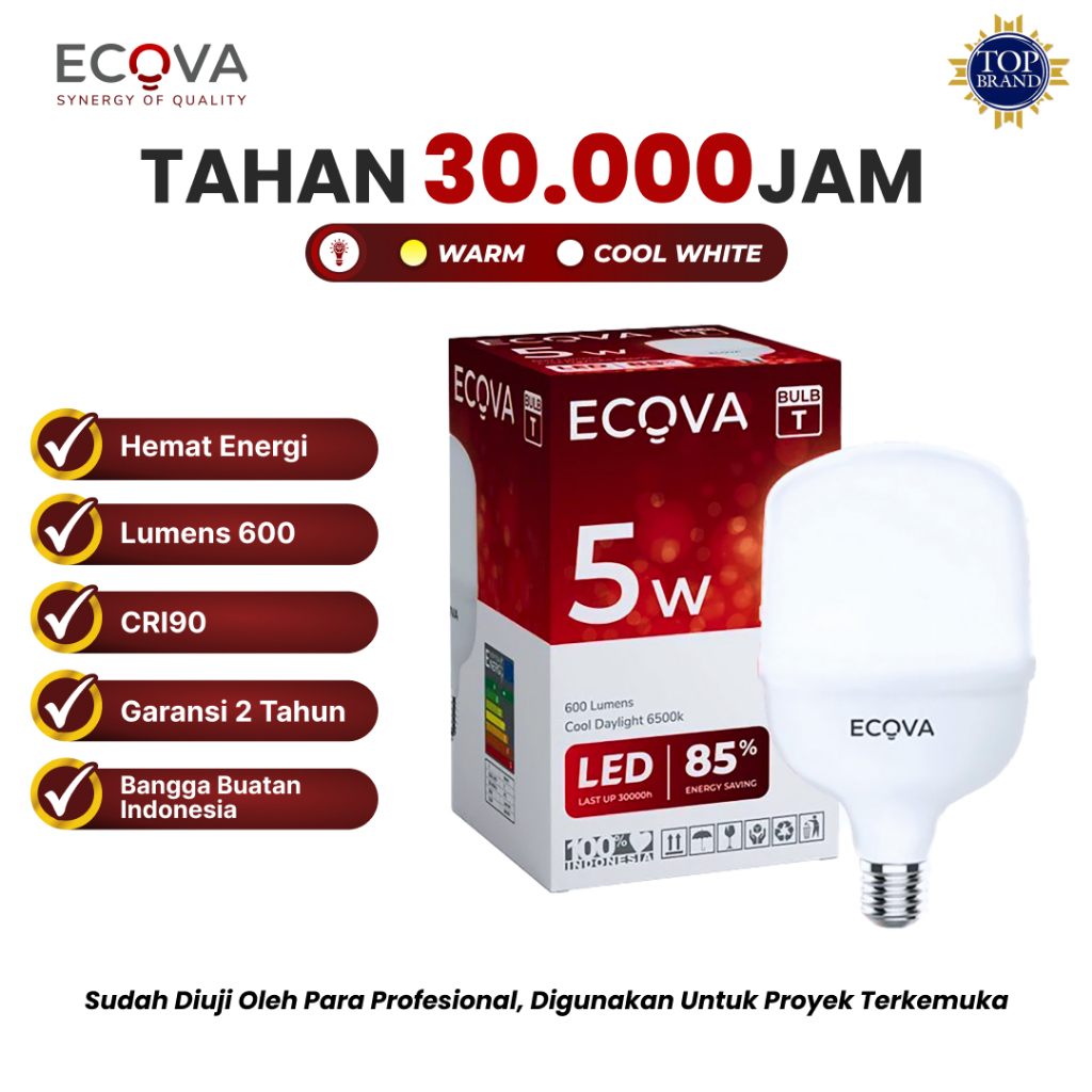 Jual Ecova - Lampu T Bulb LED 5 Watt | Lampu Bohlam Terang Hemat ...