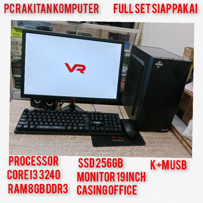 Jual PC RAKITAN KOMPUTER OFFICE I3 3240 | RAM 8GB | SSD 256GB | LED ...