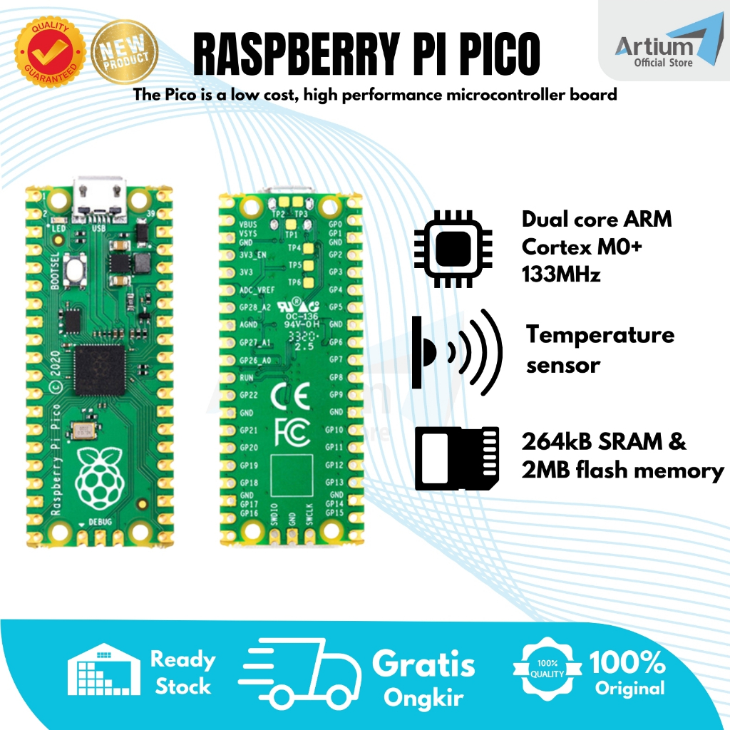Jual Raspberry Pi Pico | Microcontroller RP2040 | RPi Pico 1 | Shopee ...