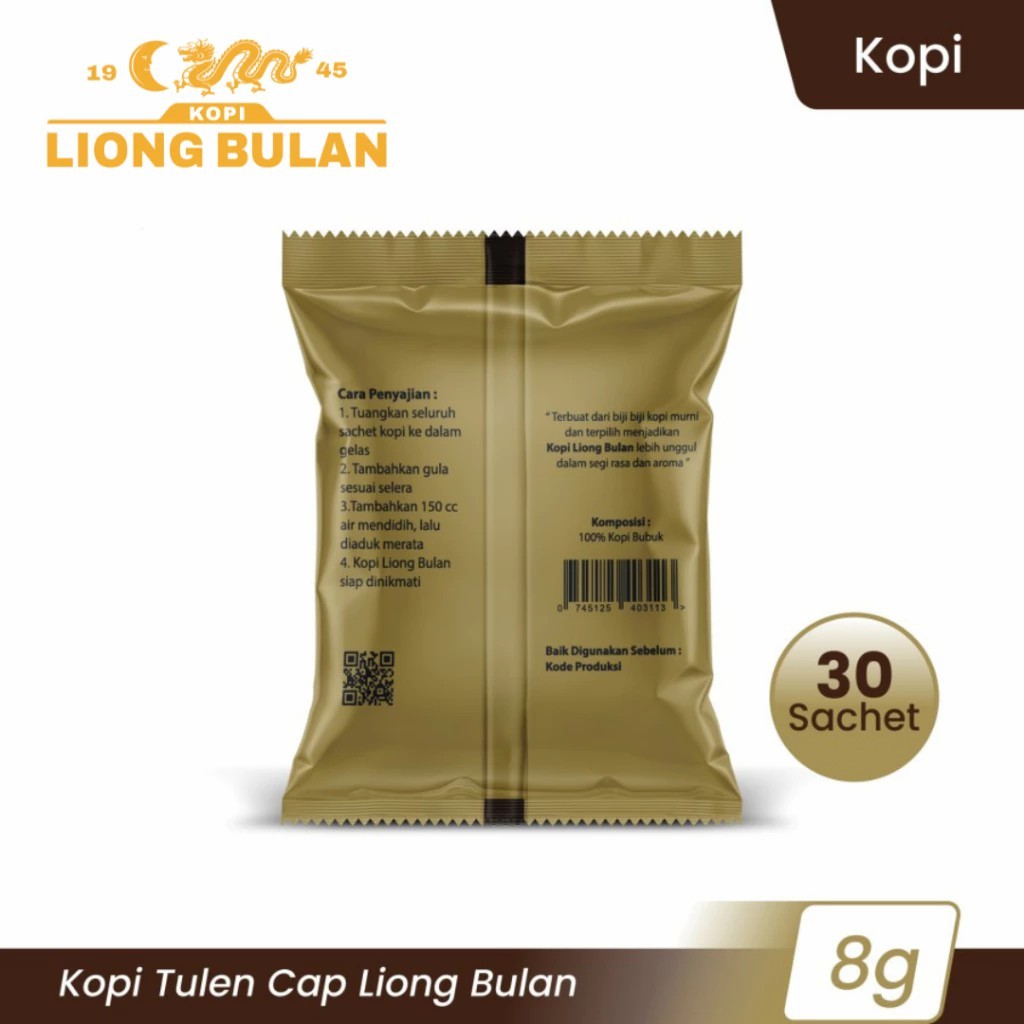 Jual Kopi Liong Bulan TANPA Gula 8 GR (Isi 30 Sachet) | Shopee Indonesia