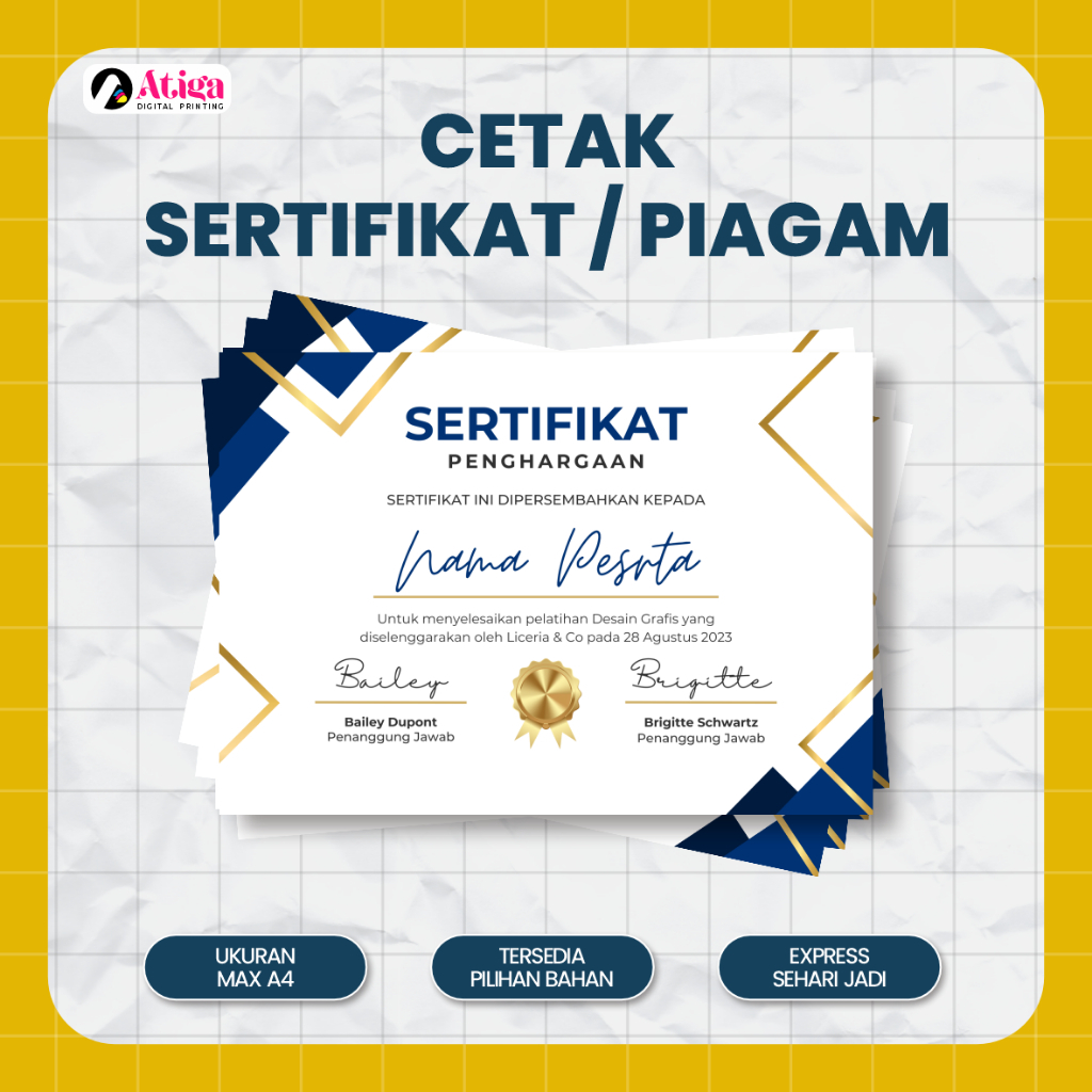 Jual Cetak Sertifikat, Piagam Custom Piagam Lomba Penghargaan | Shopee ...