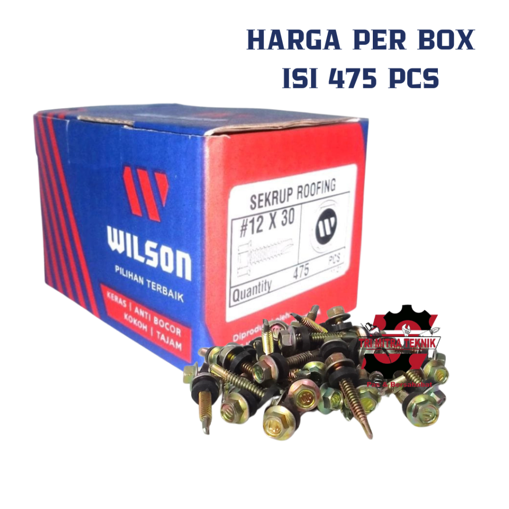 Jual WILSON SEKRUP ATAP ROOFING SCREW #12 X 30 WILSON ISI 475 PCS PER ...