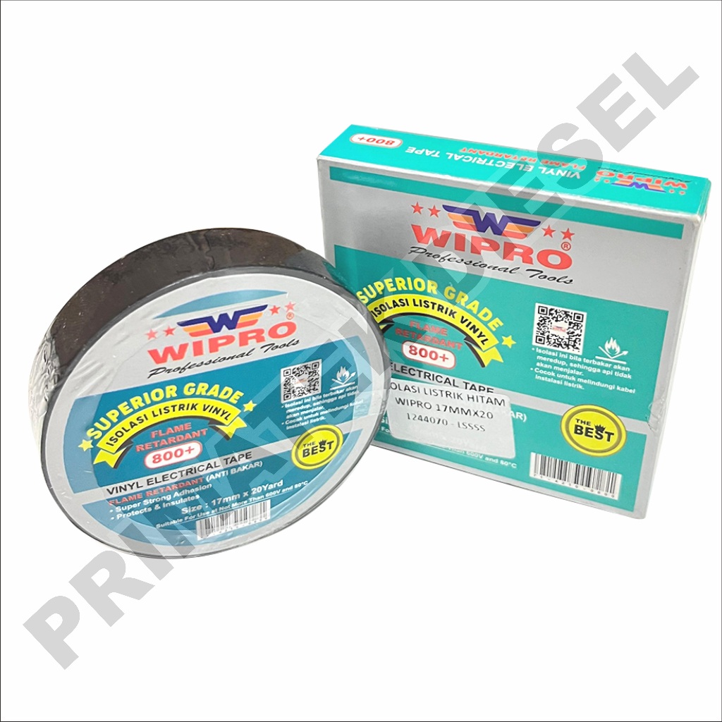 Jual WIPRO Isolasi Listrik Kabel 17mmx20yard / Electrical Tape Solasi ...