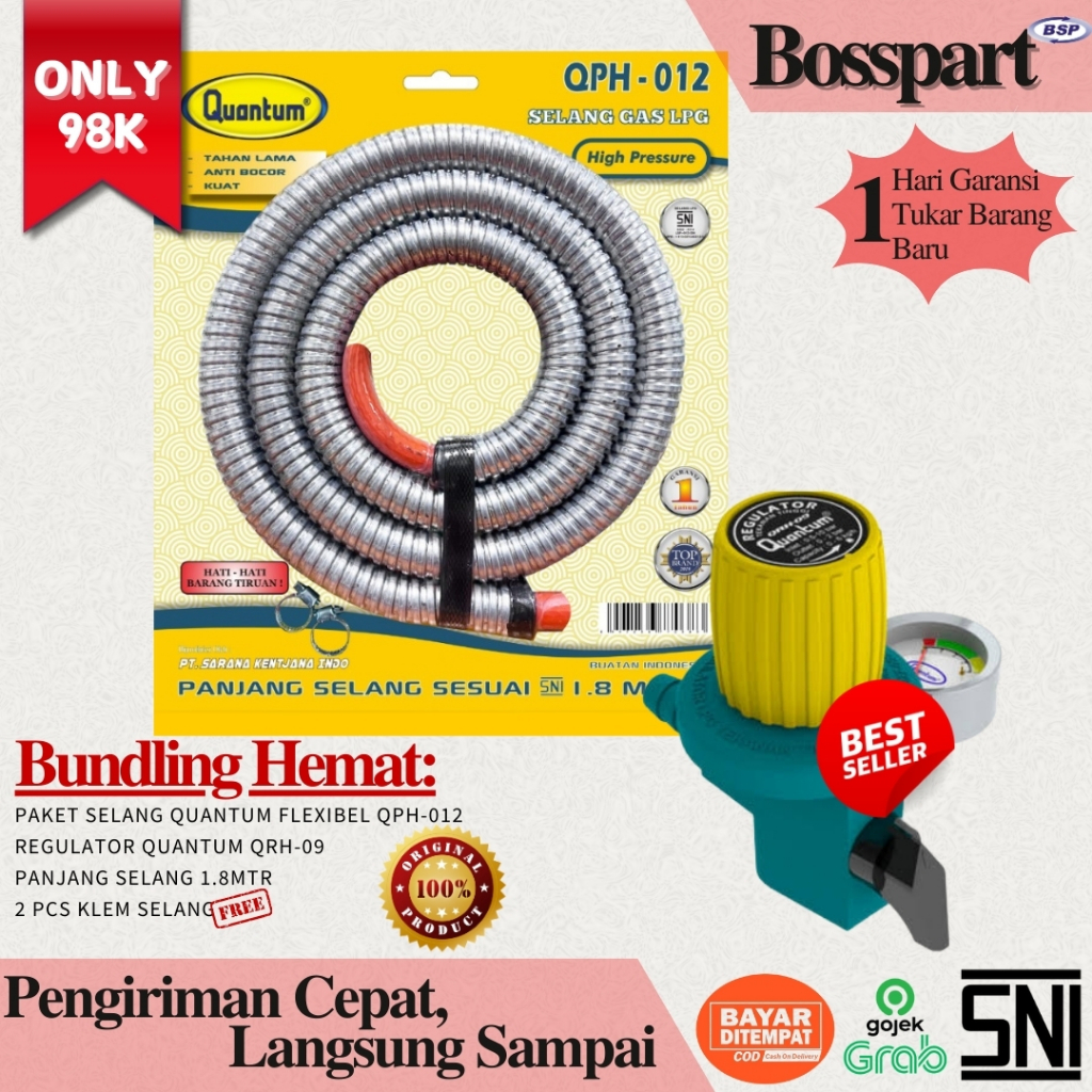 Jual Paket Selang Gas Regulator Quantum Tekanan Tinggi QRH-09 / QRH-08 ...