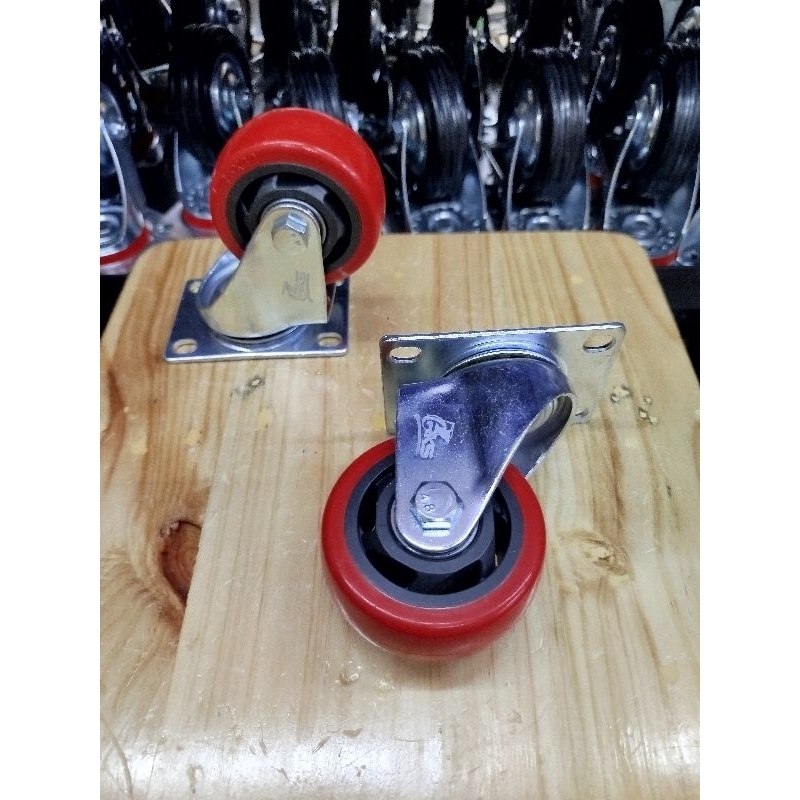 Jual RKS - Roda 3" inch PUR MT Merah Double bearing caster 2 pcs ( 2 ...