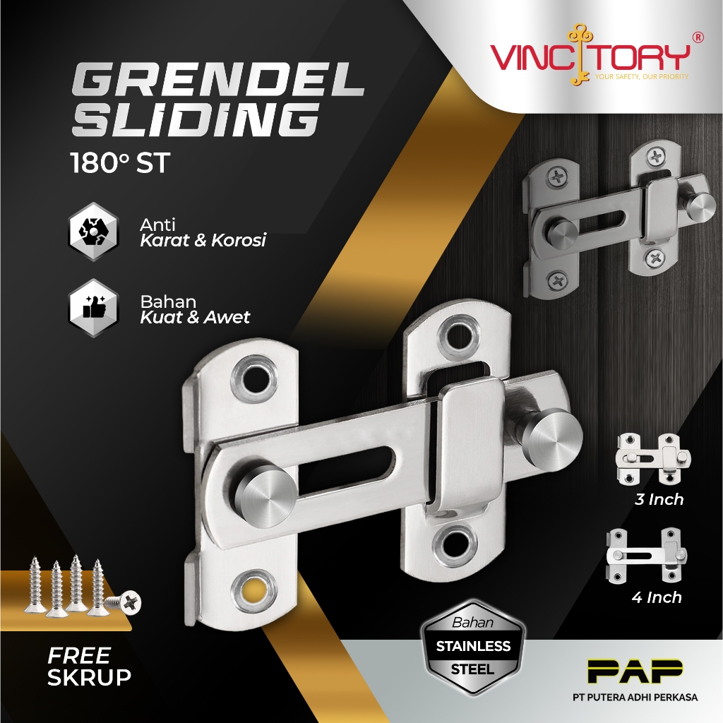 Jual Selot Pintu 180 derajat / Gerendel Pintu Jendela Sliding / Grendel ...