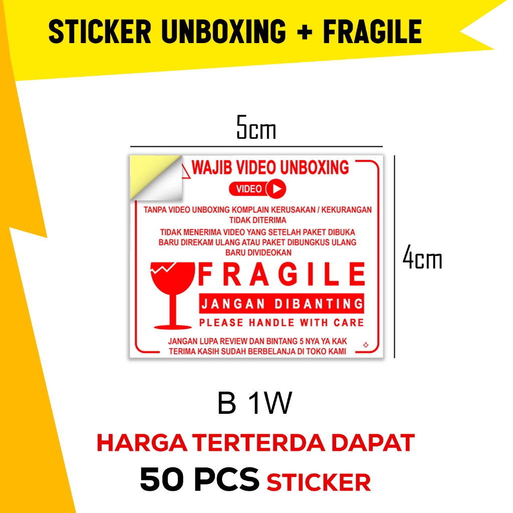 Jual Sticker Unboxing isi 50pcs / Sticker Fragile | Shopee Indonesia