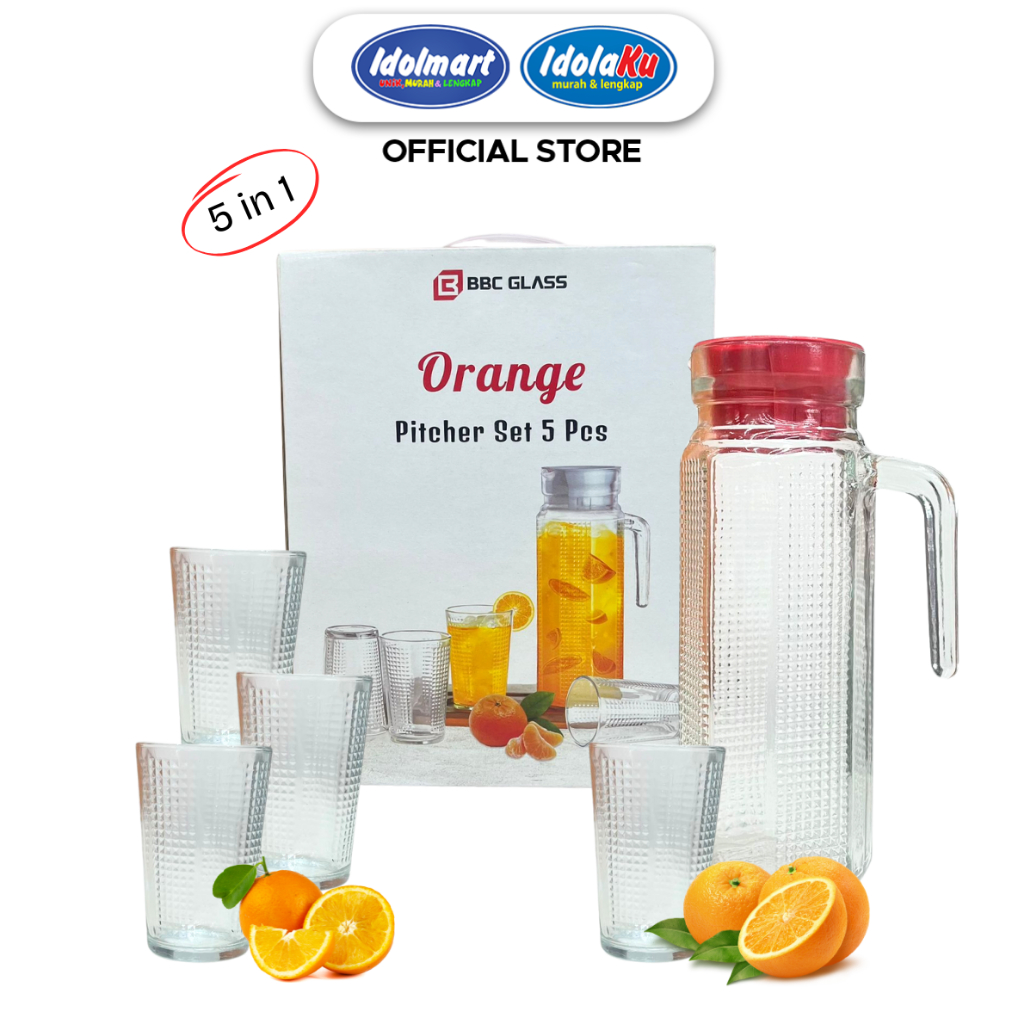 Jual IDOLAKU BBC Glass Pitcher Set Teko Set 5 in 1 | Shopee Indonesia