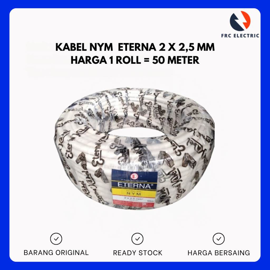 Jual Kabel ETERNA NYM 2x2,5 mm Harga 1 Roll 50 Meter - Kabel Listrik SNI | Shopee Indonesia
