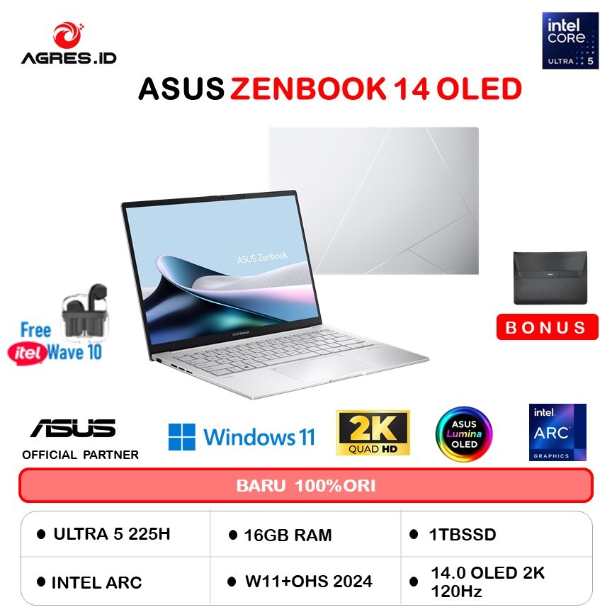 Jual ASUS ZENBOOK 14 OLED TOUCH UX3405CA ULTRA 5 225H 16GB 1TB W11+OHS ...