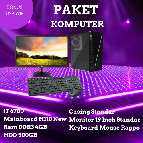 Jual Paket PC Komputer CPU Rakitan Core I7 6700 MOBO H110 New Ram DDR4 4GB HDD 500GB Siap Pakai ...