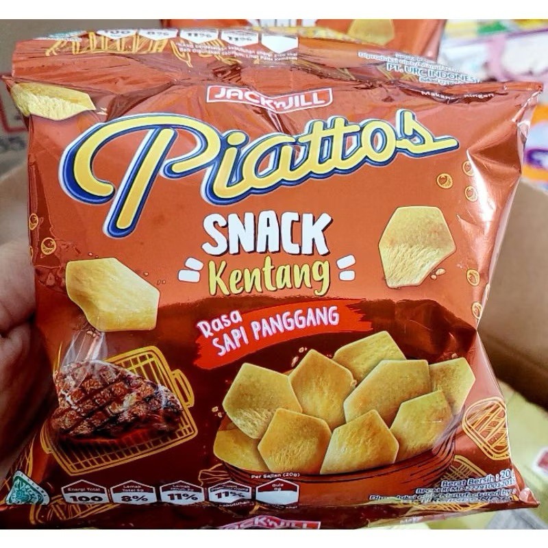 Jual JacknJill Piattos Snack Kentang Rasa Sapi Panggang renceng 10pcs ...