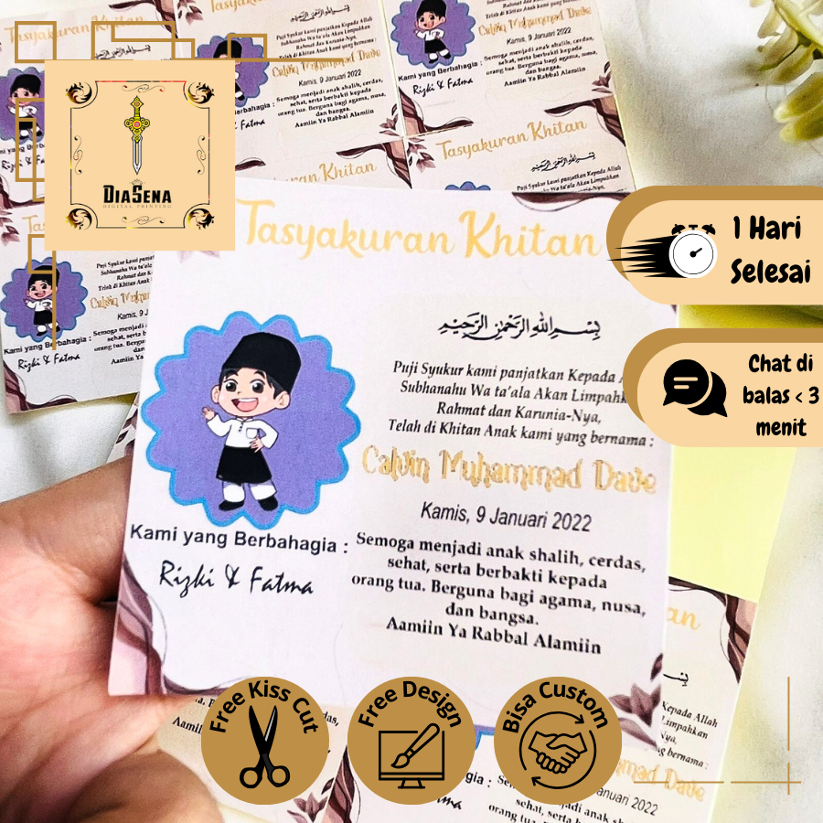Jual 5-8 Sticker Label Kotak Tasyakuran Khitanan Free Desain Syukuran ...