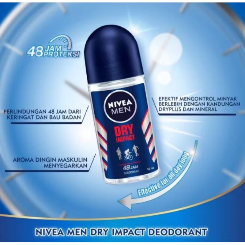 Jual NIVEA MEN ROL ON DRY IMPACT 50ML | Shopee Indonesia