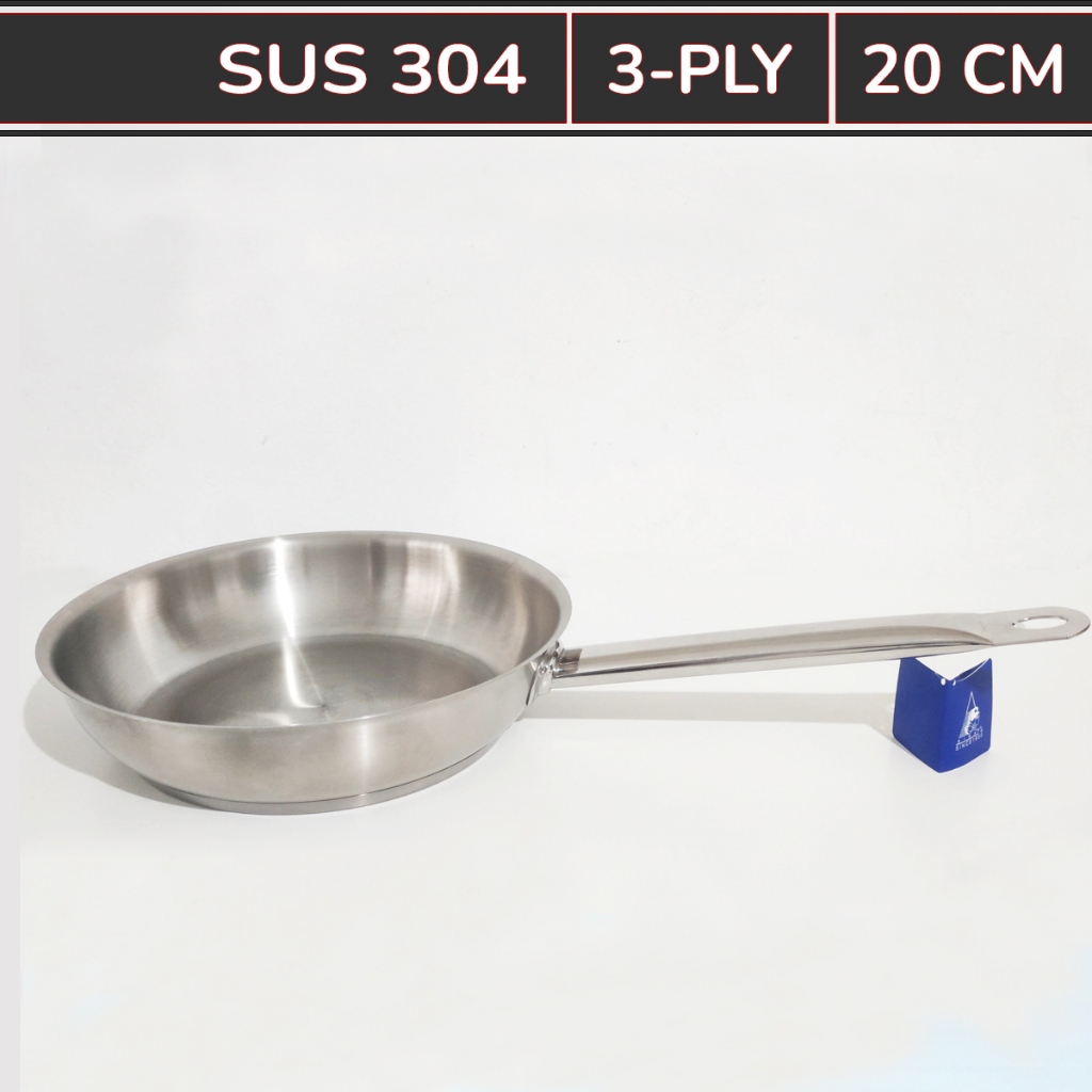 Jual BIMA Fry Pan 20 CM Frying Pan Stainless Steel SUS 304 3-Ply Base ...