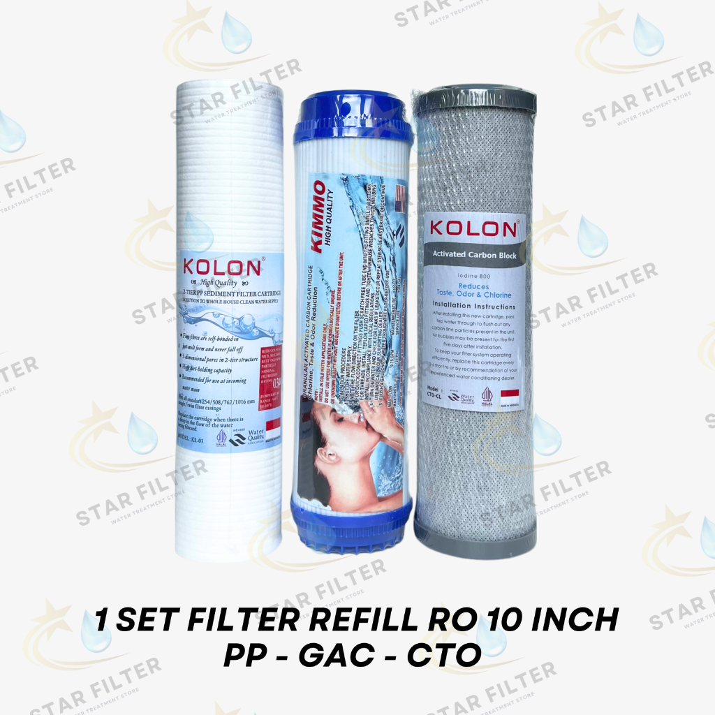 Jual Set Paket Filter Cartridge Refill RO 10 Inch / PP Sedimen Catridge ...