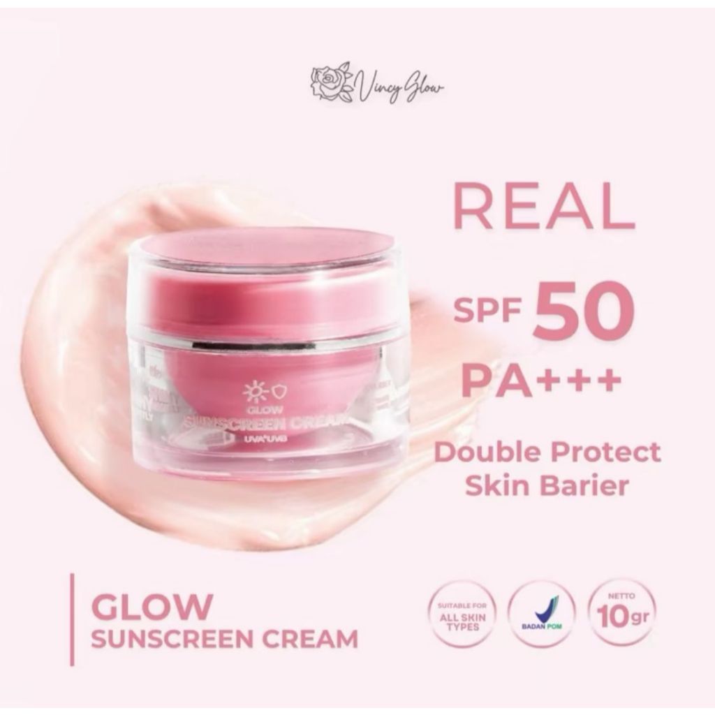 Jual Glow Sunscreen Shinny Brightly SPF 50PA+++ With Skin Barrier ...