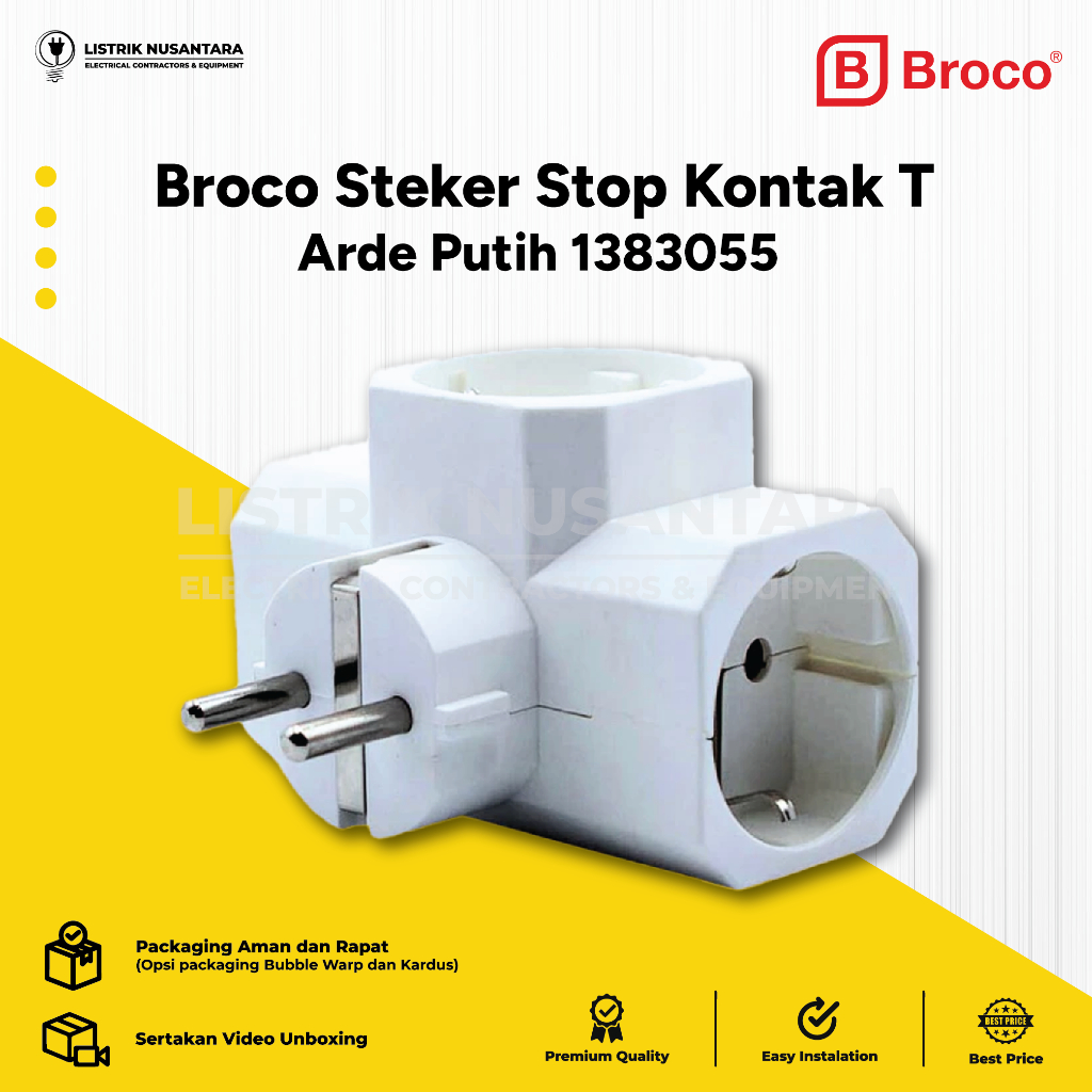 Jual Steker Colokan Listrik T Arde Broco | Stop Kontak Sambungan Letter ...