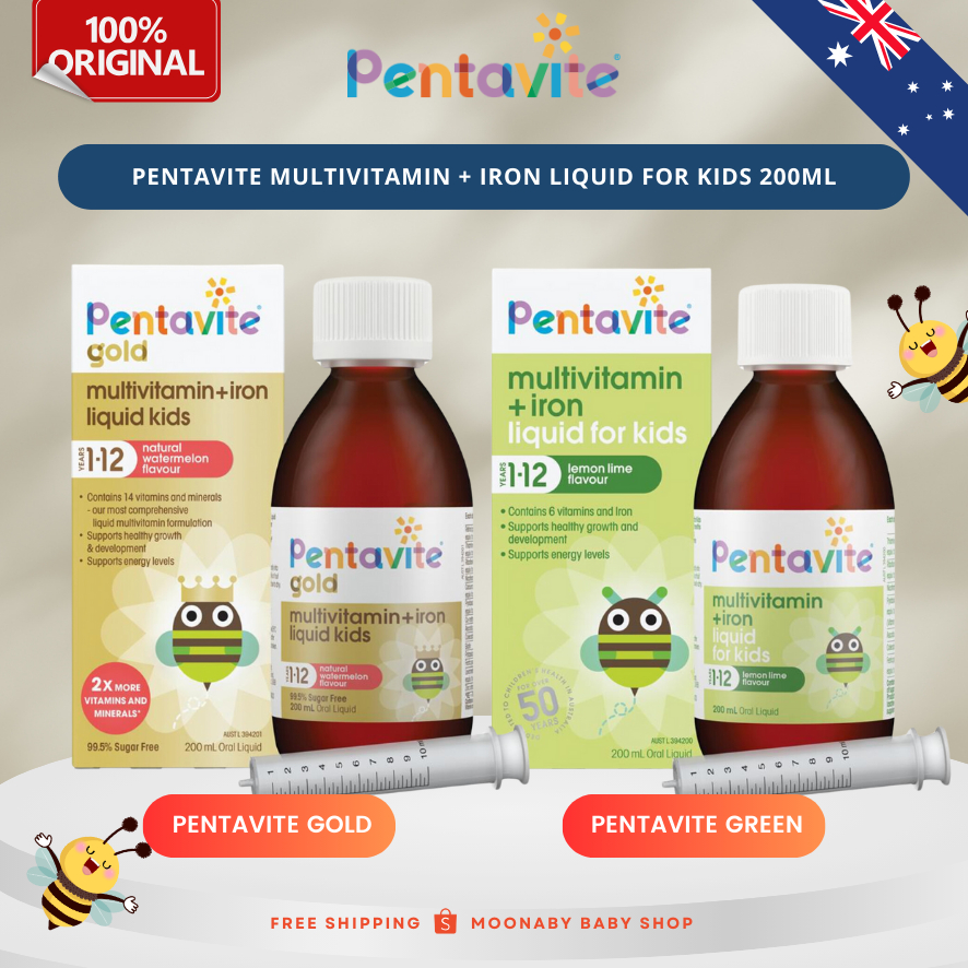 Jual Exp 02/2027 Pentavite Gold Green Multivitamin + Iron Liquid ...