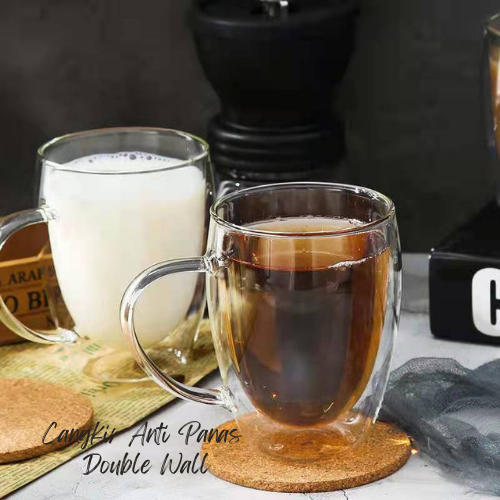 Jual One Two Cups Cangkir Kopi Anti Panas Double Wall Glass Round 350ml Transparan - (DEFECT ...