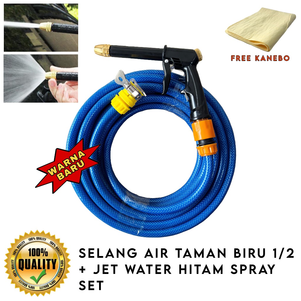 Jual SELANG AIR TAMAN BIRU 1/2 + JET WATER HITAM SPRAY SET | Shopee ...