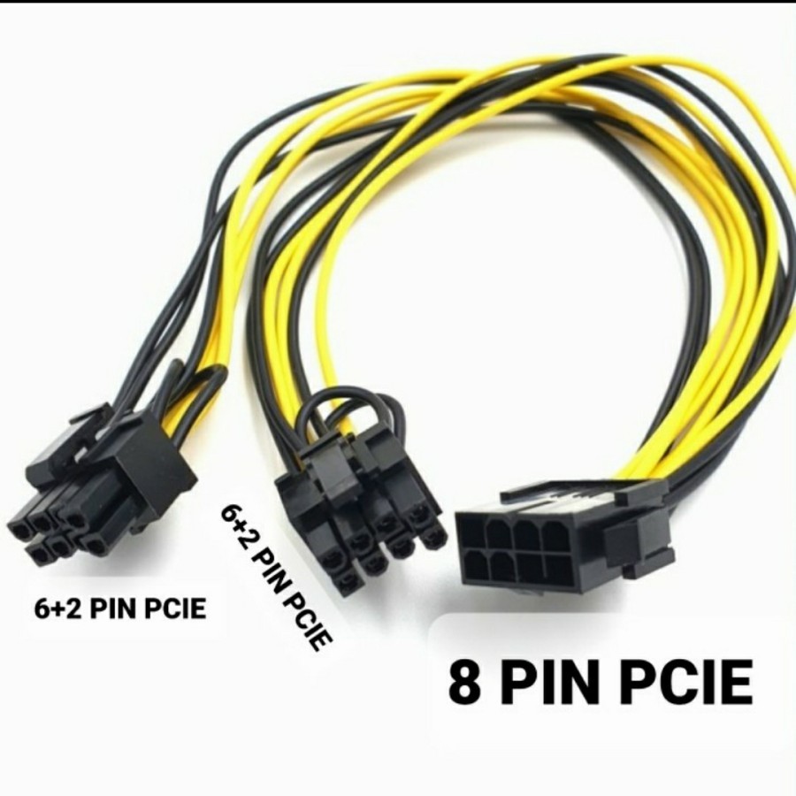 Jual KABEL VGA 8 PIN DUAL 6+2 PIN GPU GAMING SPLITTER RISER CABANG ...
