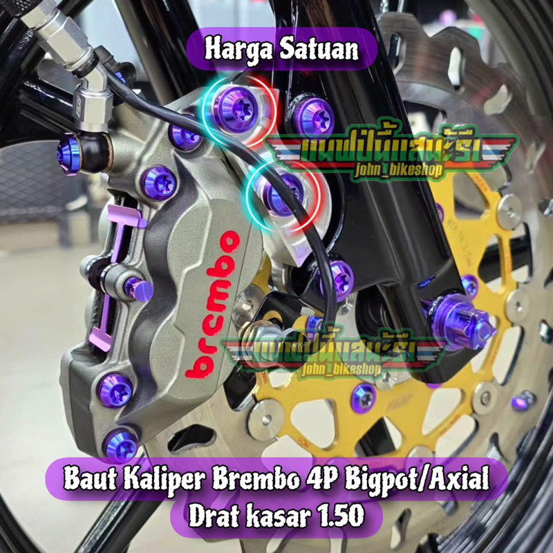 Jual Baut Probolt Titanium Stainless Kaliper 4p 4 Piston Big Pot Axial Drat Kasar 1.50 GR5 ...