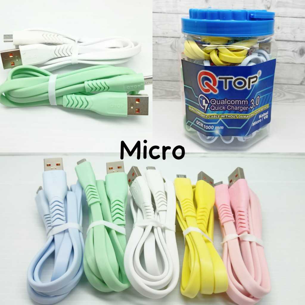 Jual Kabel data GEPENG QTOP QCM100 USB MICRO, IPHONE, TIPE C, D880, N70 ...