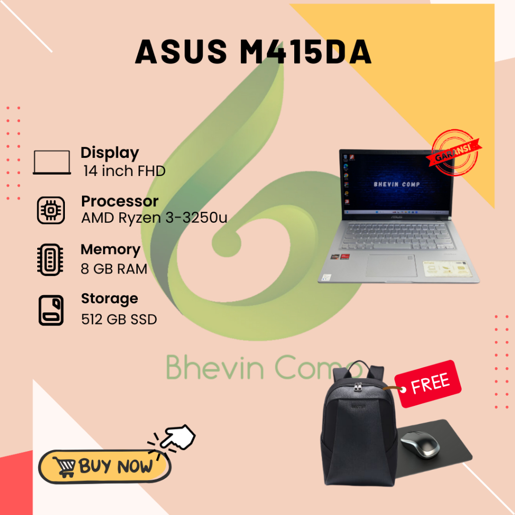 Jual ASUS M415DA AMD RYZEN 3-3250U RAM 8GB SSD 512GB | Shopee Indonesia