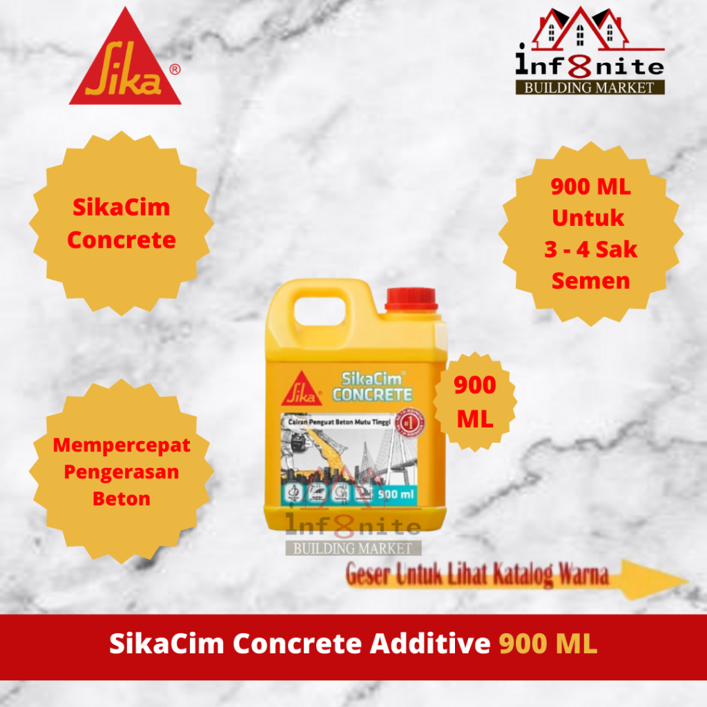 Jual Sikacim Concrete Additive Obat Cor Beton Cairan Pengeras Beton 900 ML | Shopee Indonesia