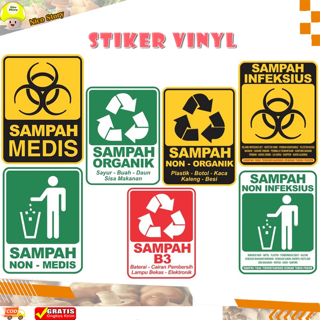 Jual (ncs) Stiker Vinyl Sampah Medis Organik infeksius B3 dan non rumah ...