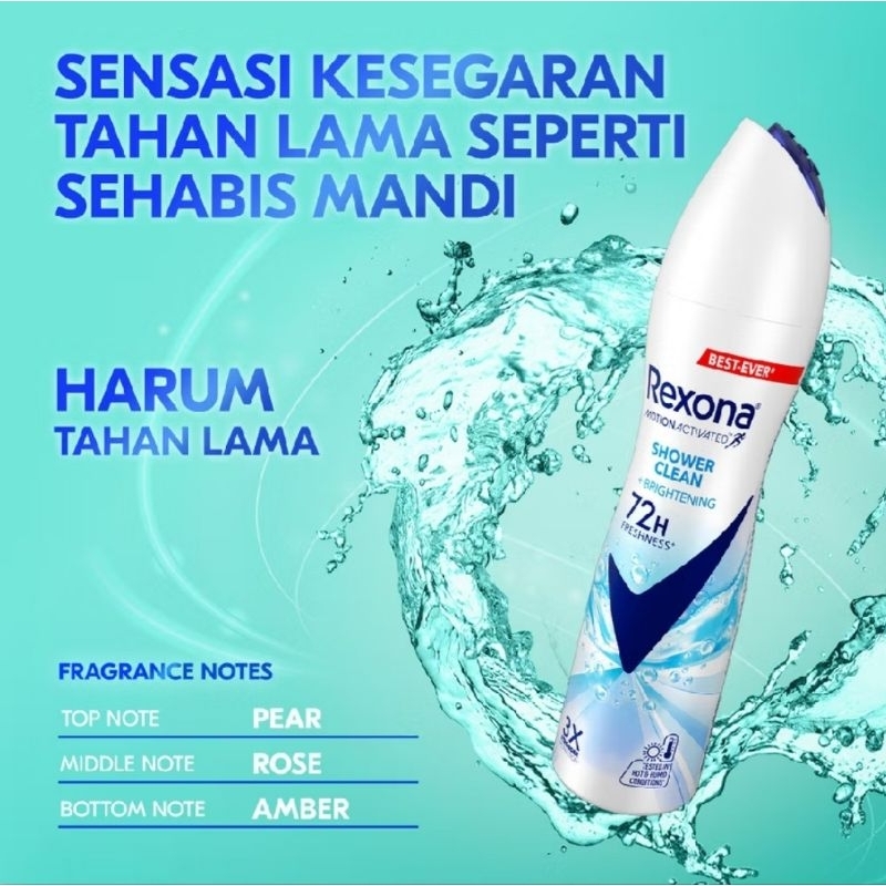 Jual Rexona Anti Perspirant Deodorant Spray Shower Clean 135 mL | Shopee Indonesia