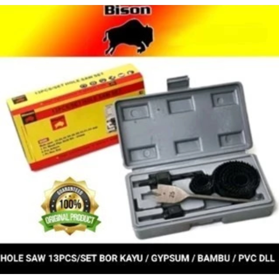 Jual Bison hole saw 13pcs / set ( mata bor kayu / bambu / pvc / paralon ...