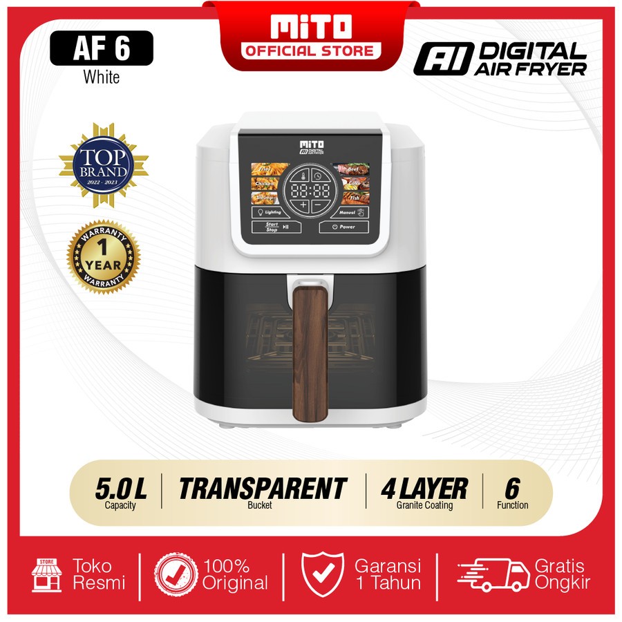 Jual MITO Air Fryer AF6 Smart AI-Fryer Digital, Low Watt, 5L Semi ...