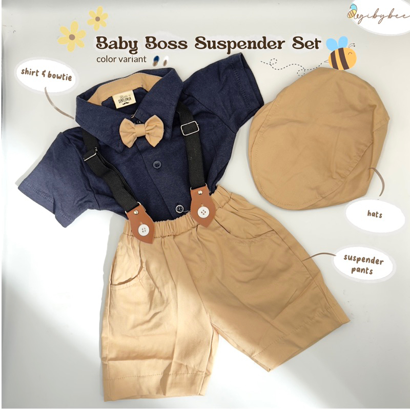 Jual Aegibybee Baju Laki 0 6 Bulan Baby Boss Suspender Set Baju Pesta ...