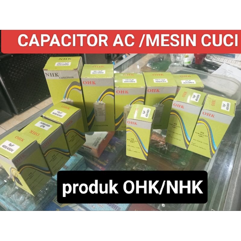 Jual capacitor/kapasitor ac mesin top loading merek ohk/nhk berbagai ukuran | Shopee Indonesia