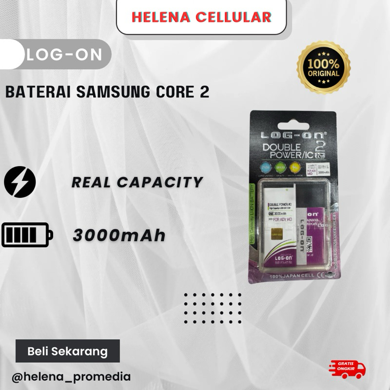 Jual Baterai Samsung Core 2 Log On Double Power/ IC Kapasitas 3000 mAh | Shopee Indonesia
